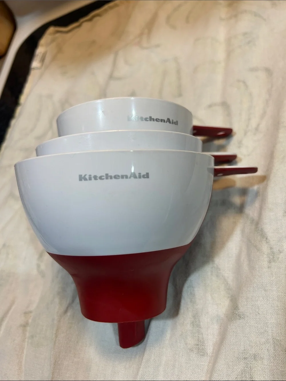 KitchenAid | Kitchen | Kitchenaid White And Red Nested Funnel Set Of 3 ...